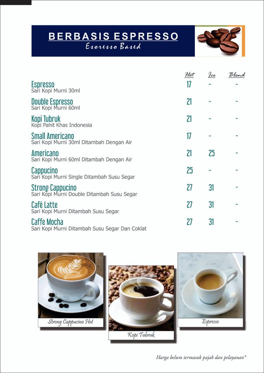 Menu at Stasiun Kopi Purwakarta restaurant, Purwakarta