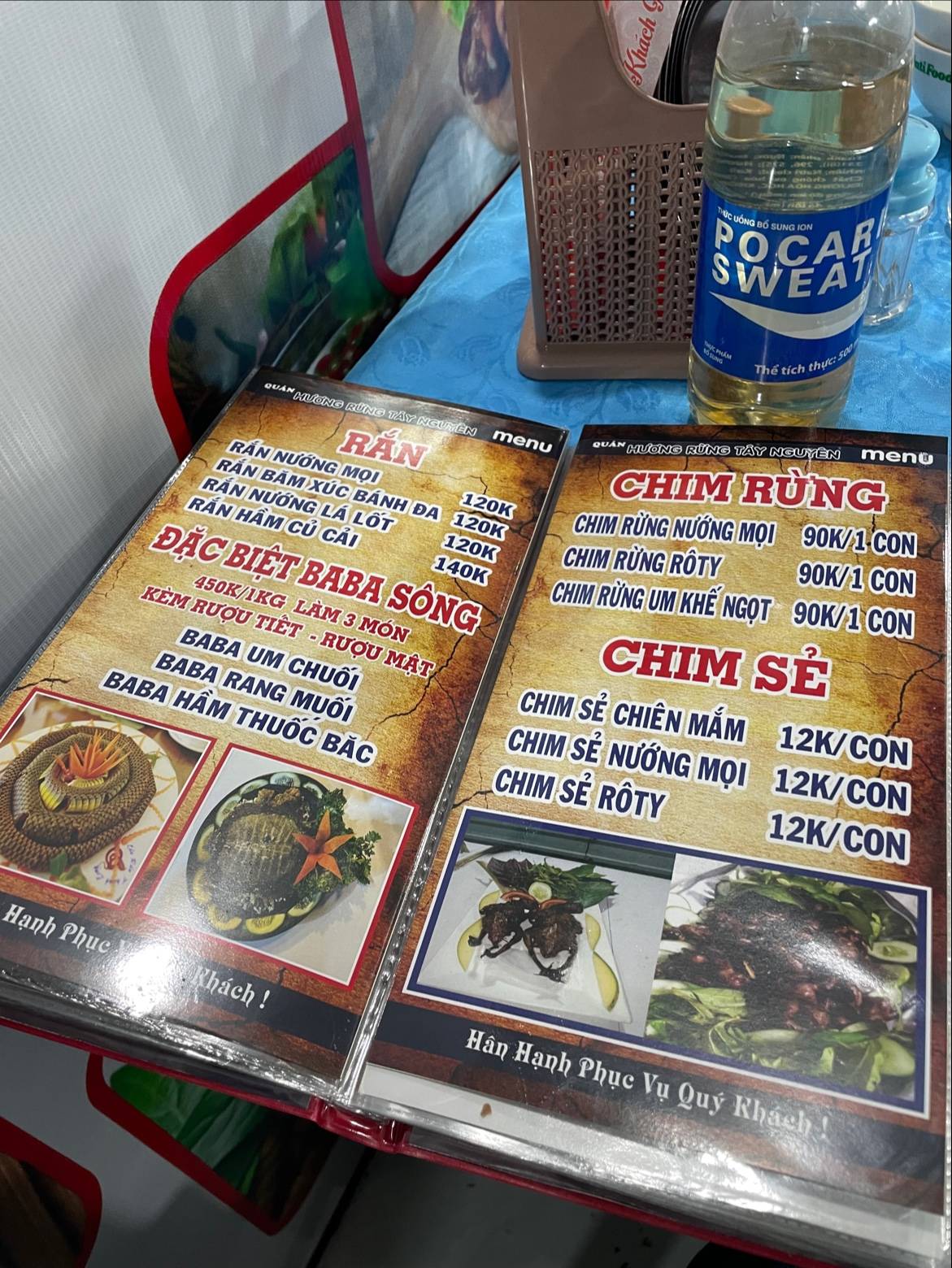 Menu at QUÁN NHẬU BÌNH DÂN HƯƠNG RỪNG TÂY NGUYÊN restaurant, Pleiku