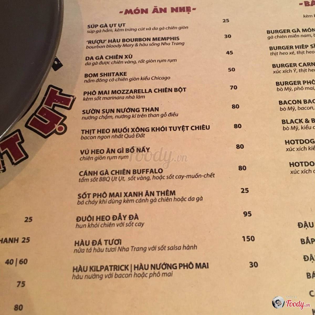 Carta del restaurante Quán Ụt Ụt Võ Văn Kiệt Q.1, Ciudad Ho Chi Minh ...