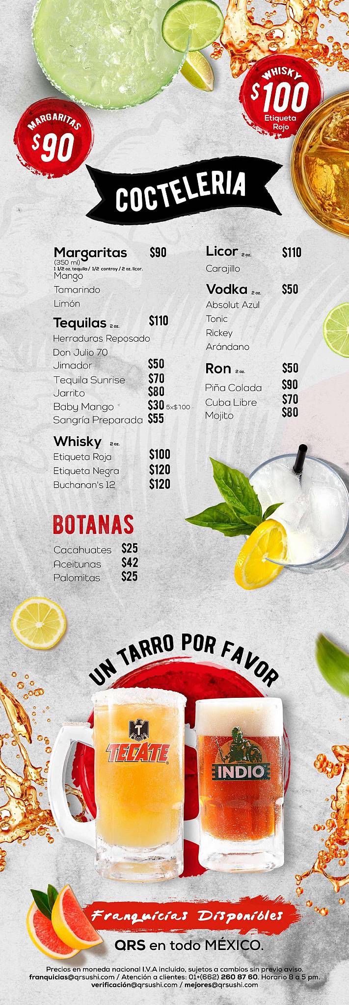 Carta de Que Rollo Sushi & Bar Plaza Pacifico, Tijuana