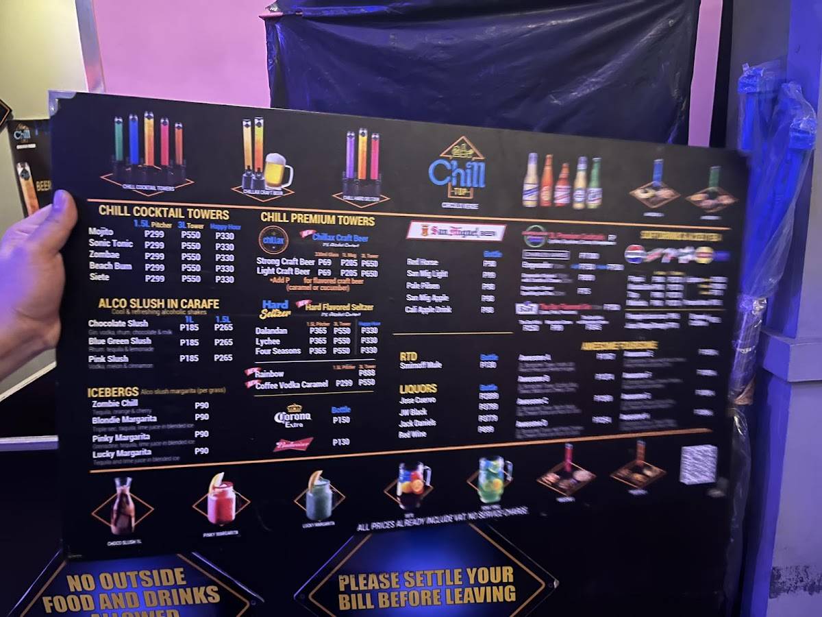 Menu at Chill Top pub & bar, Quezon City, Circulo Verde