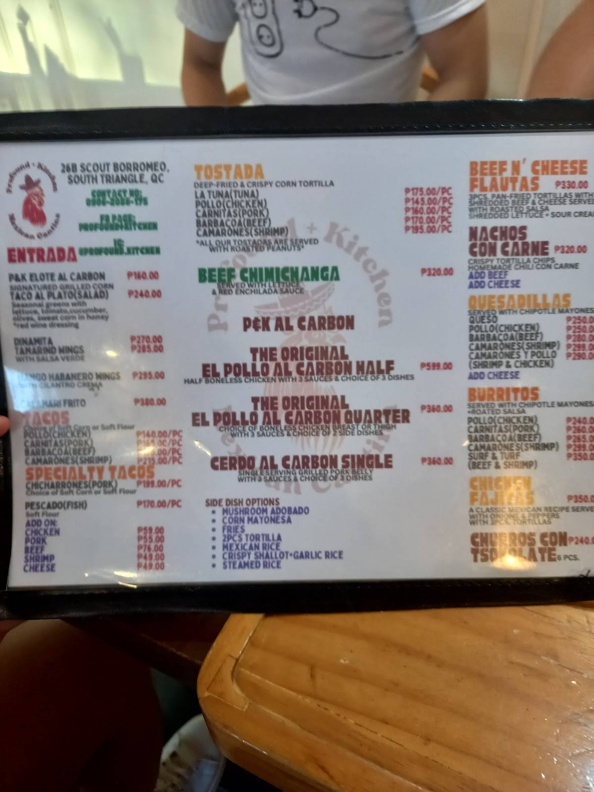 Carta del restaurante Profound+Kitchen, Ciudad Quezon