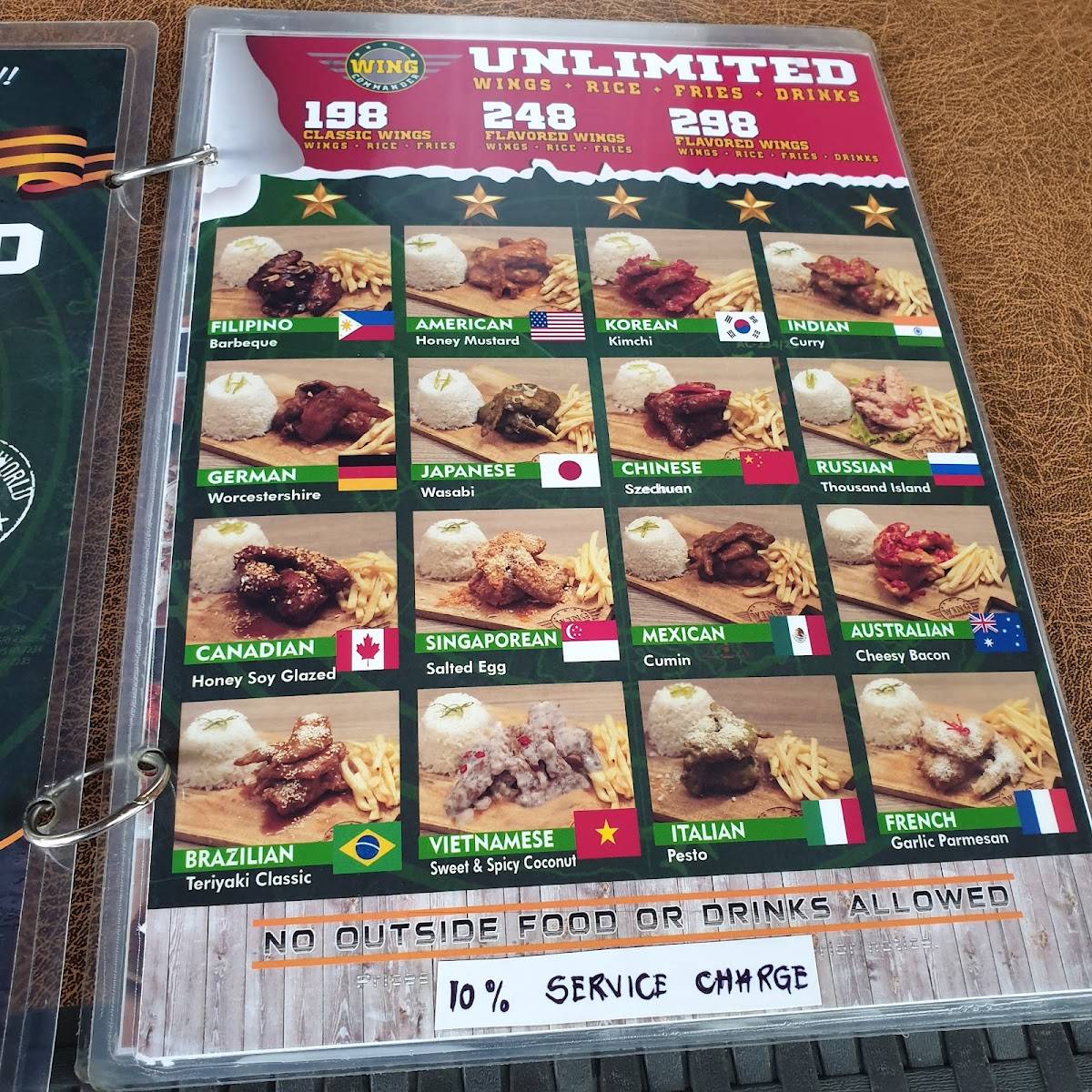 Menu at Wing Commander restaurant, Quezon City