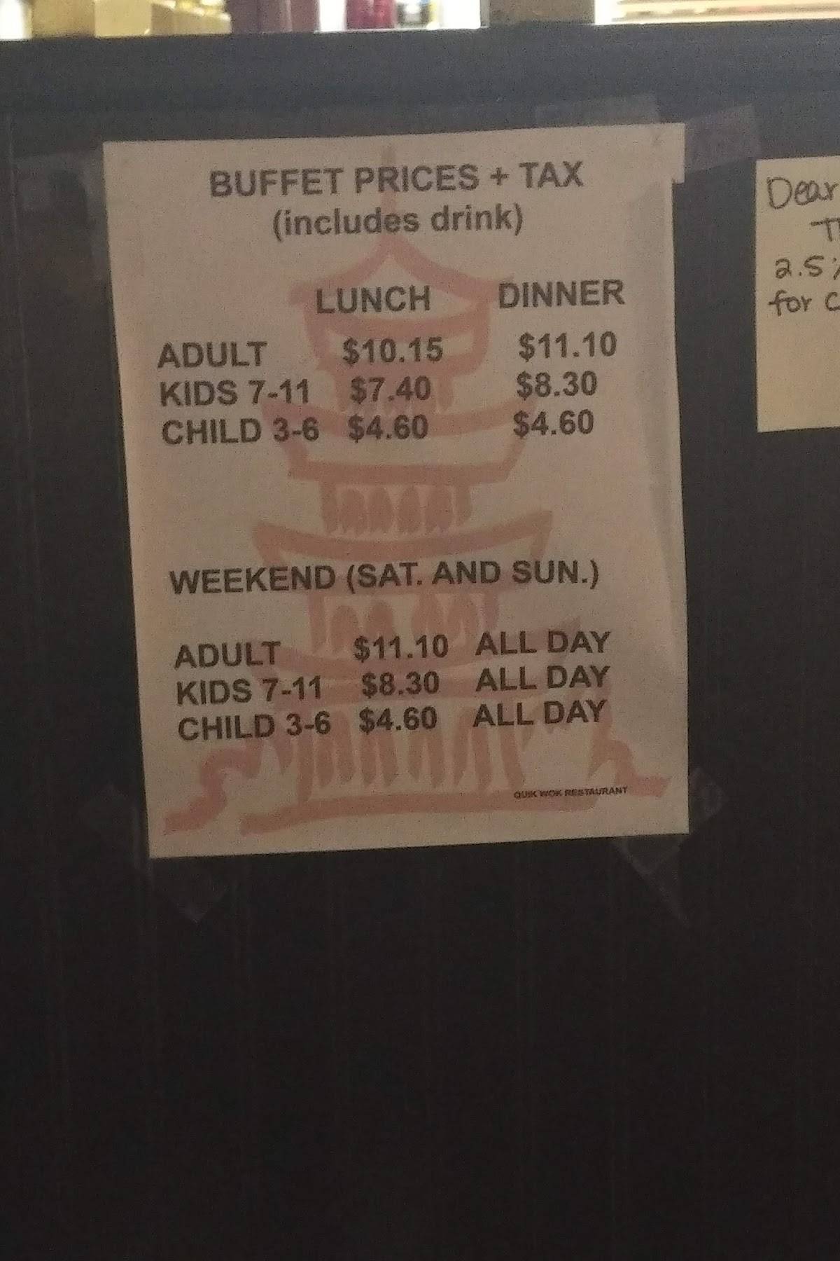 Menu at Quik Wok restaurant, El Paso, Lomaland Dr