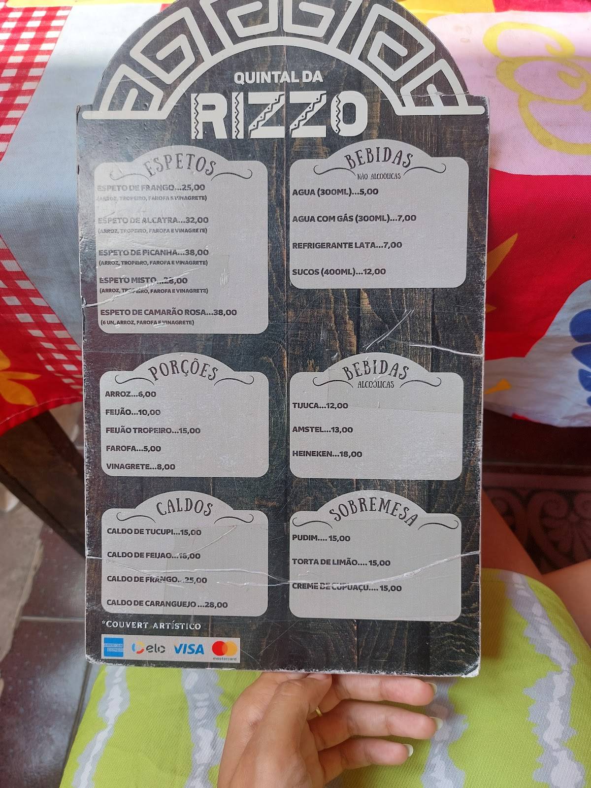 Menu em Quintal da Rizzo restaurante, Belém