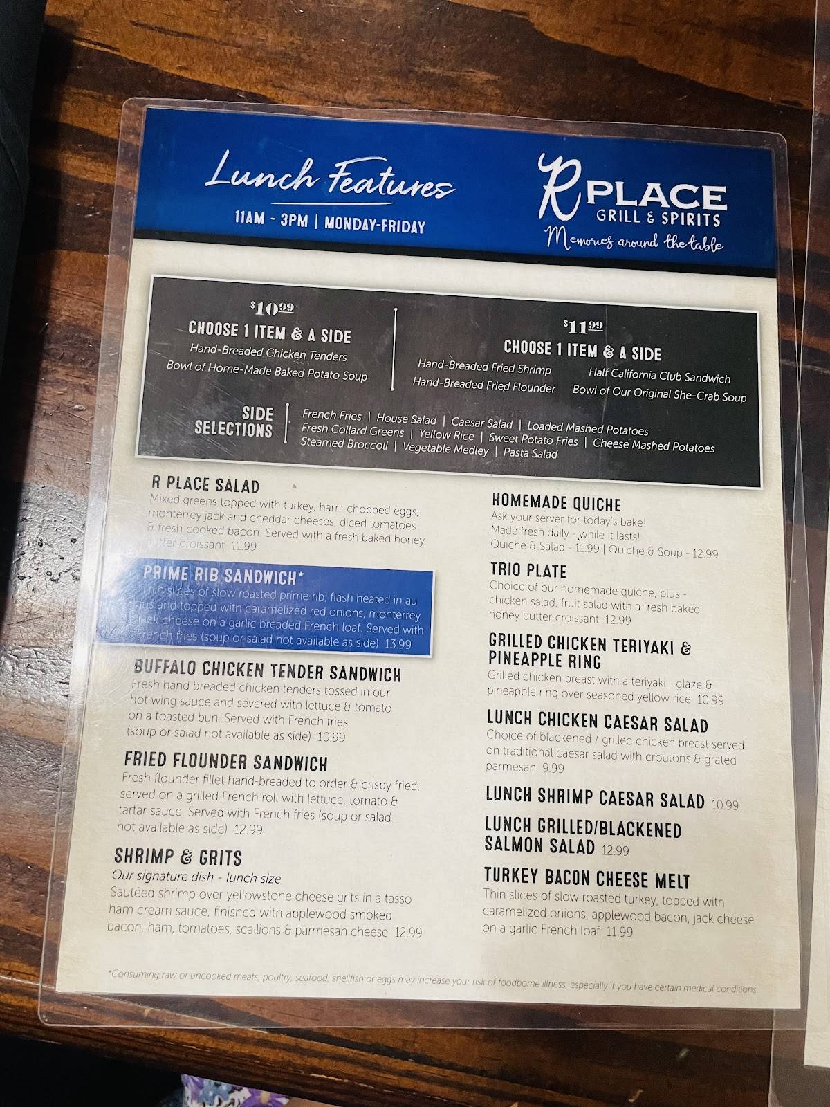 Menu at R Place pub & bar, Greenwood