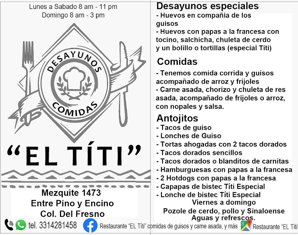 Carta de RESTAURANTE “EL TÍTI”, Guadalajara