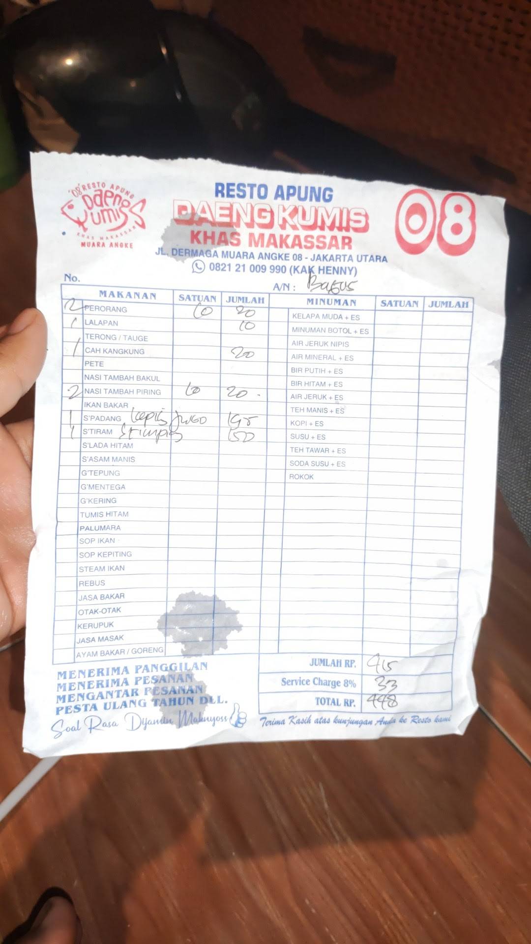 Menu at RESTO APUNG MUARA ANGKE "IKAN BAKAR DAENG KUMIS" restaurant ...