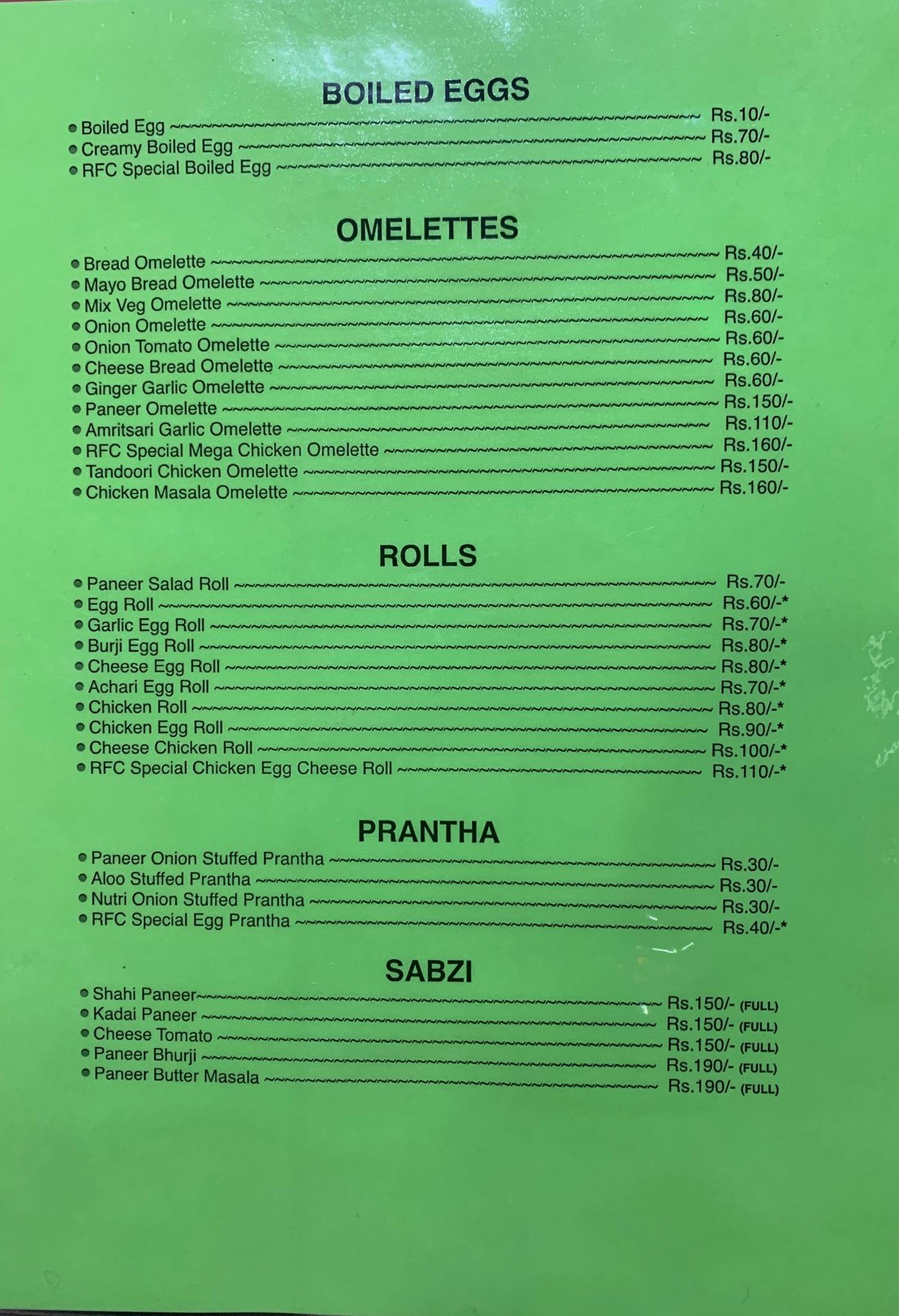 Menu at RFC - Royal Fried Chicken, Jalandhar