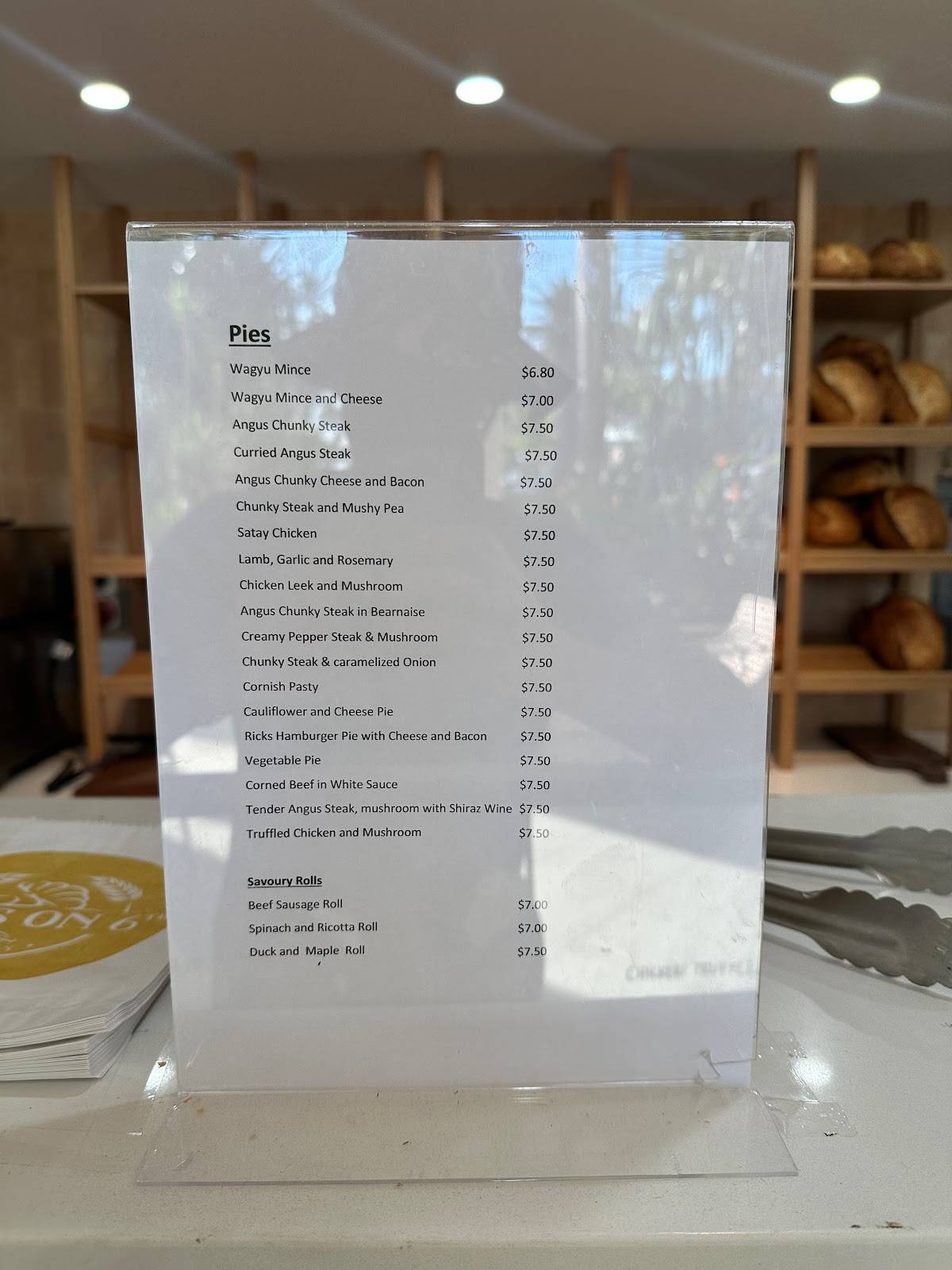 Menu at RICK'S ON 6TH restaurant, Maroochydore