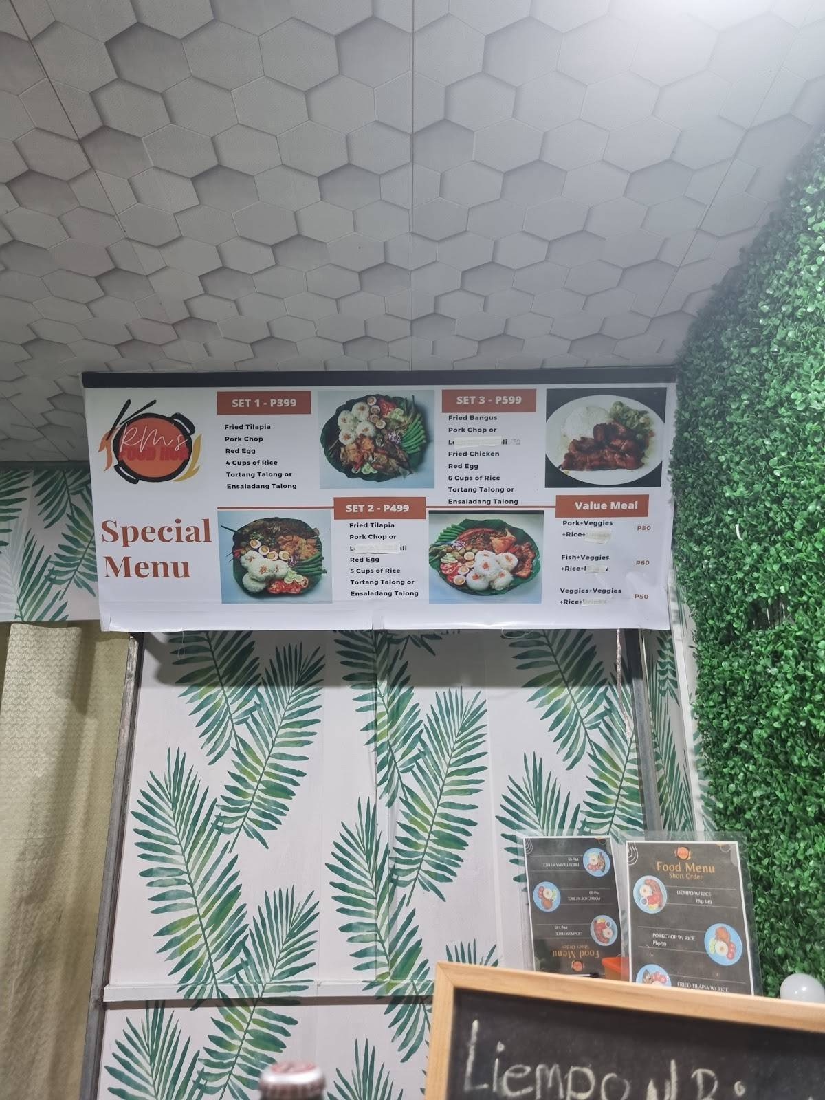 Menu at RM's Food Hub "Lutong Bahay" restaurant, Cauayan City