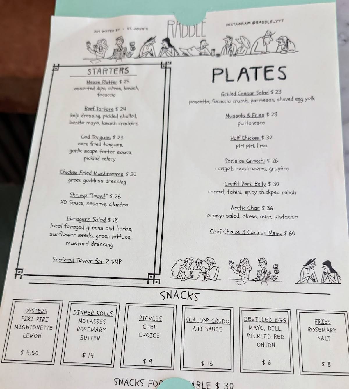 Menu at Rabble pub & bar, St. John's