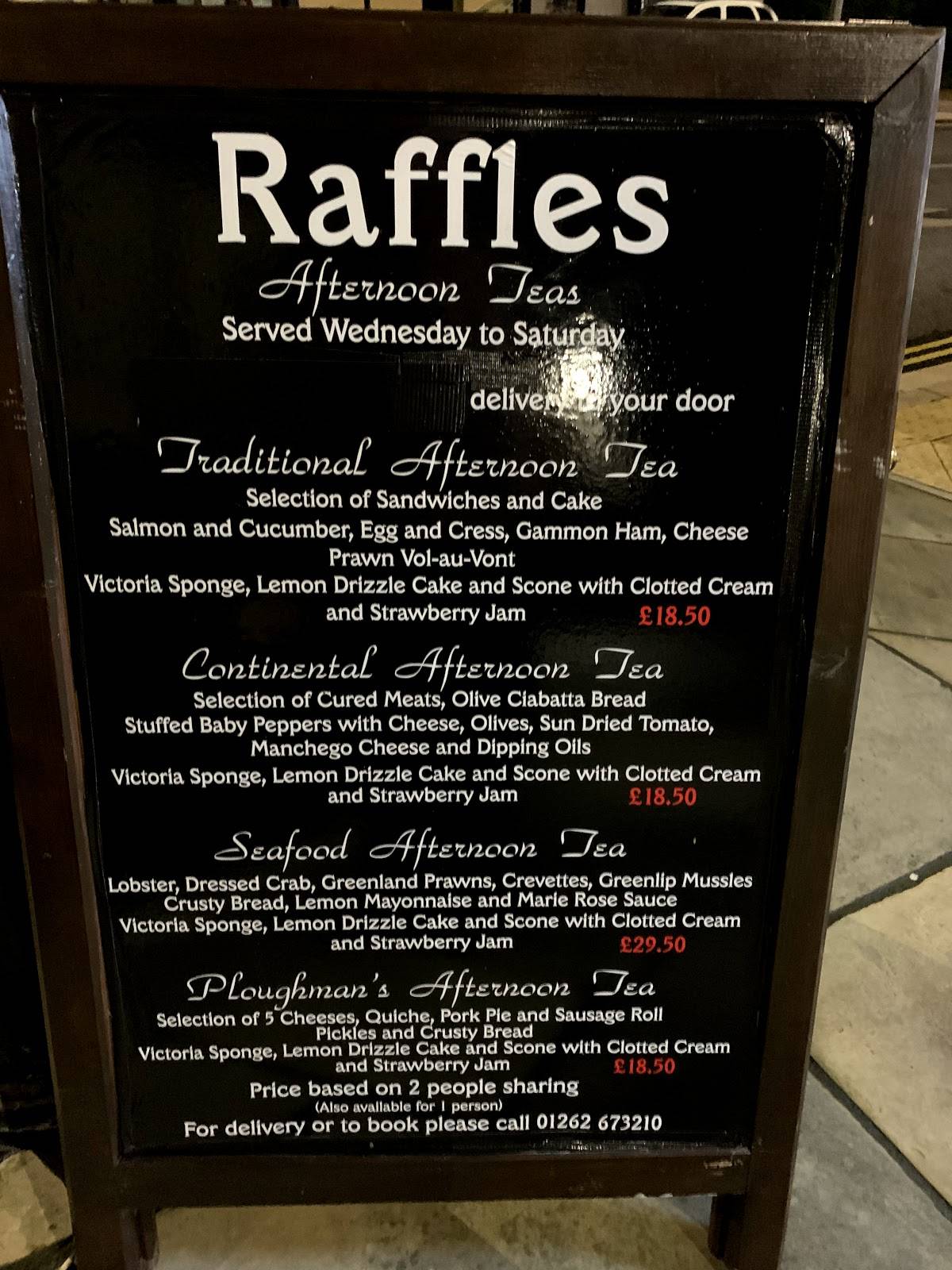 Menu at Raffles Restaurant, Bridlington