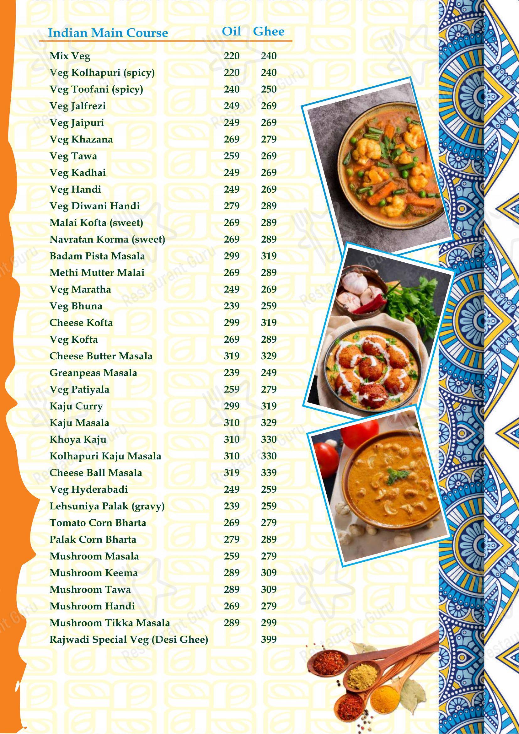 Menu at Rajwadi Gaurav Thali, Veg Restaurant and Banquet hall Wakad ...