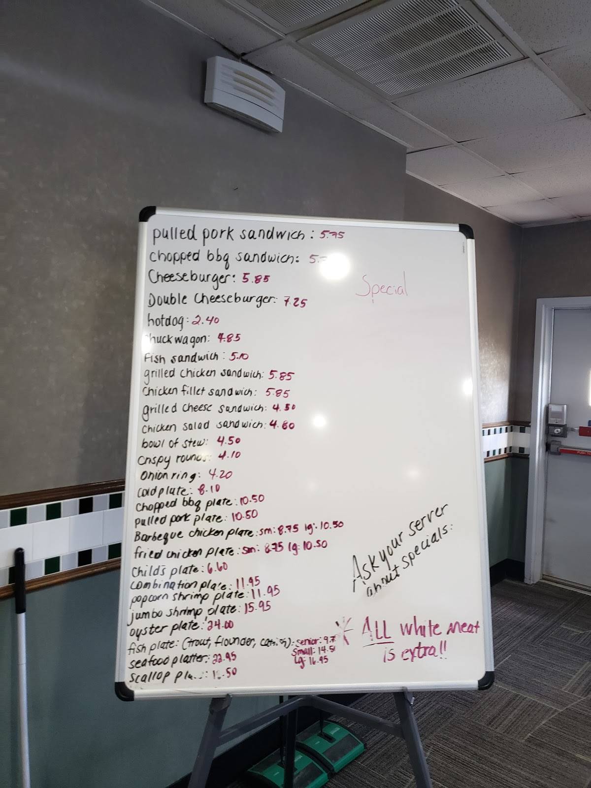 Menu at Ralph's Barbecue, Weldon