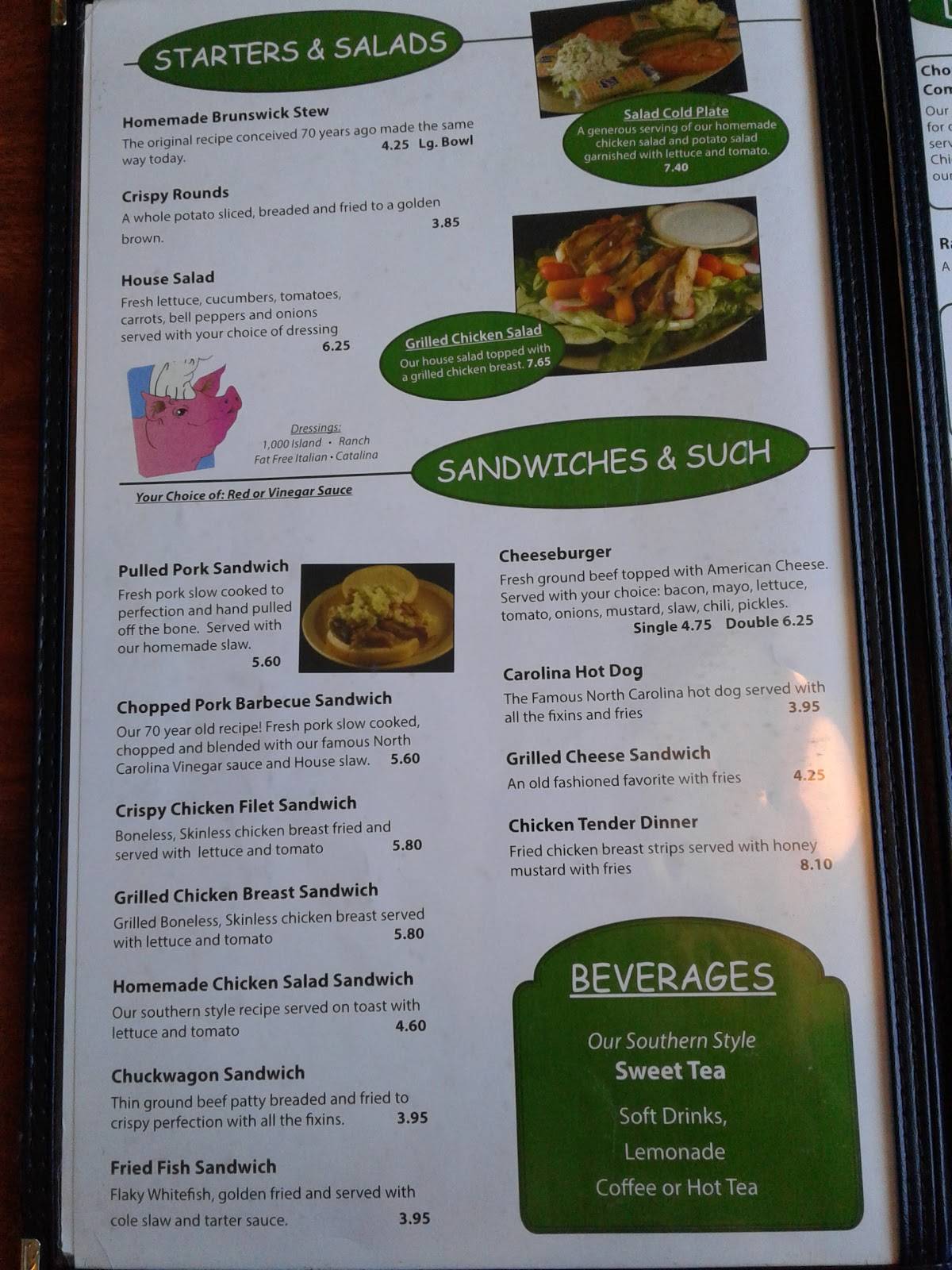 Menu at Ralph's Barbecue, Weldon