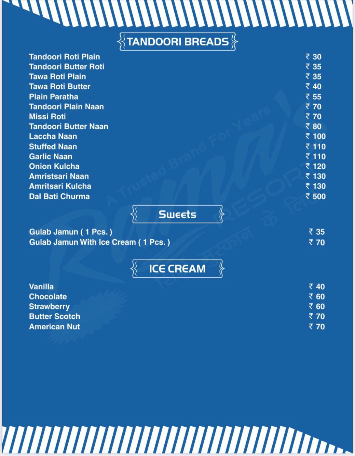 Menu at Rama's Resort - Best Luxury Resorts In Jaipur, Gunsi, NH -52 ...