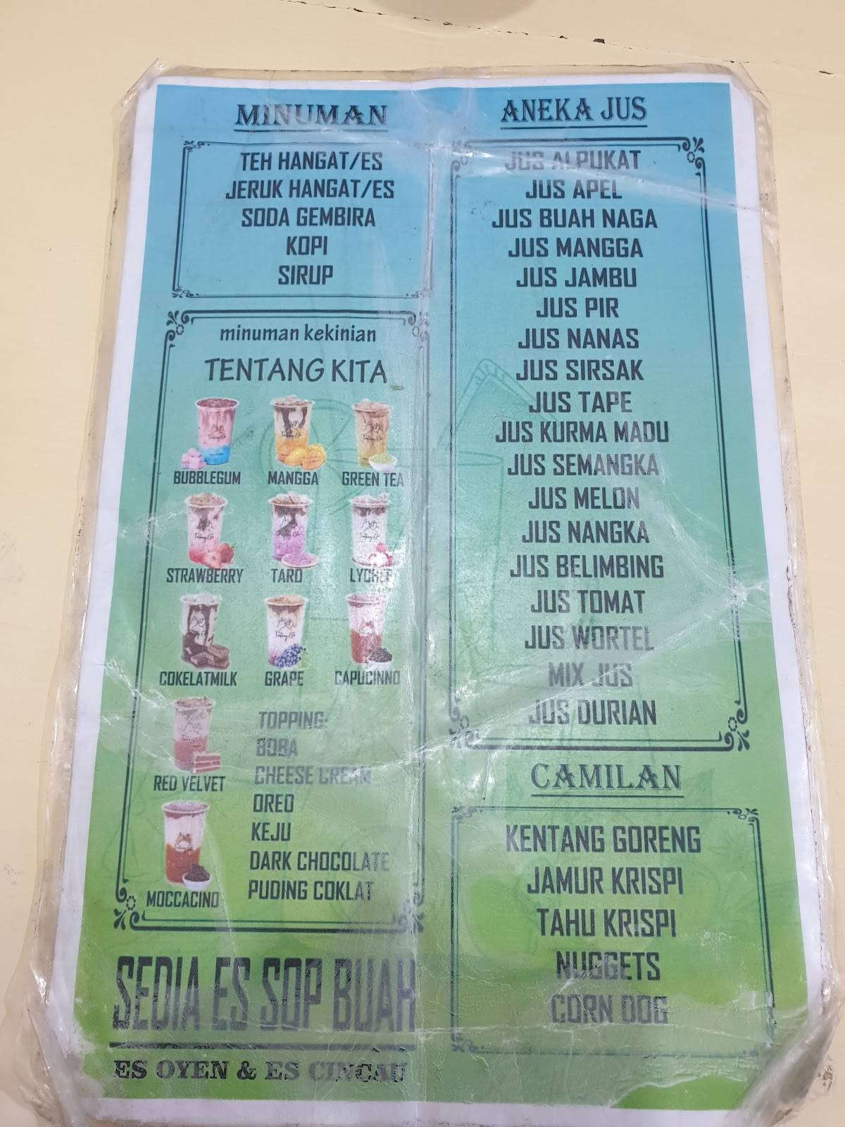 Menu at Rawon Sakinah restaurant, Pasuruan, 9W55+FJ2