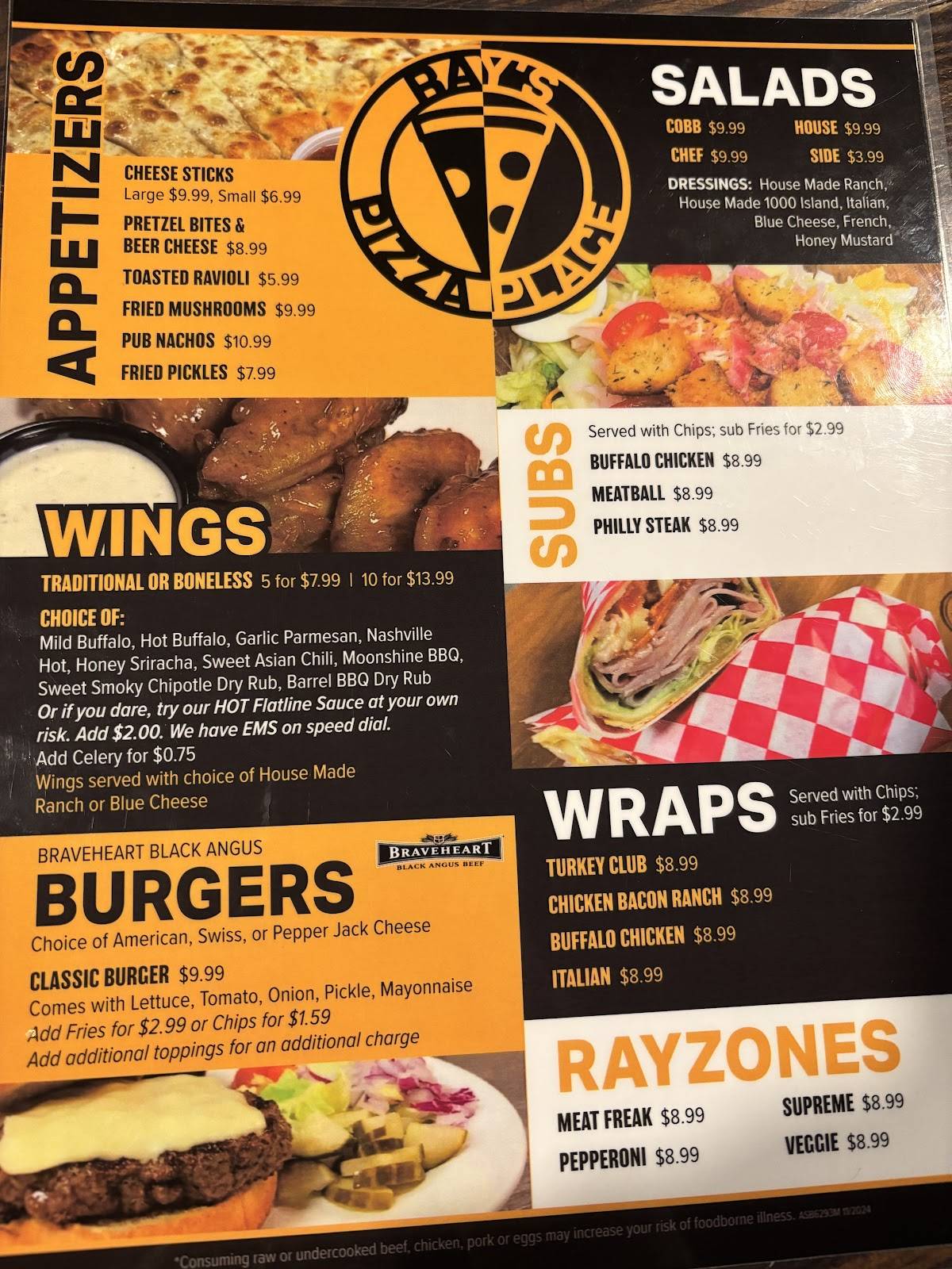 Menu at Ray's Pizza Place pub & bar, Hustonville