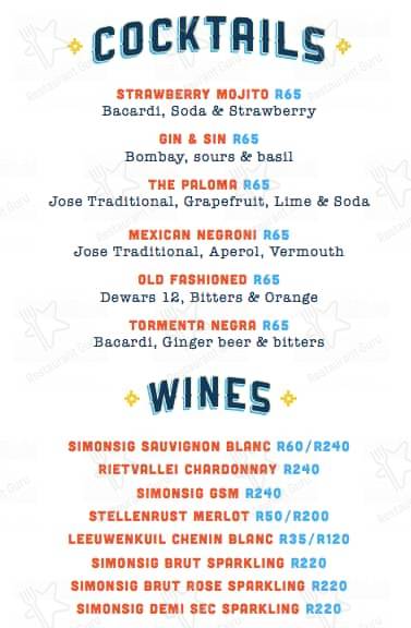 Menu at Razor Charlie restaurant, Sandton, 6 Desmond Street