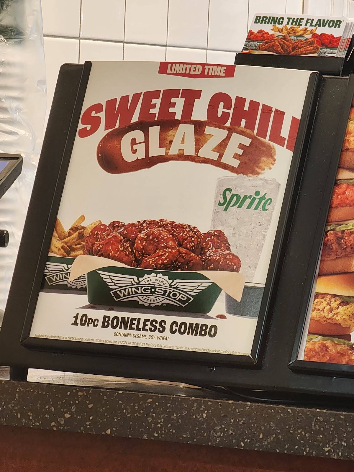 Menu at Wingstop restaurant, Reading