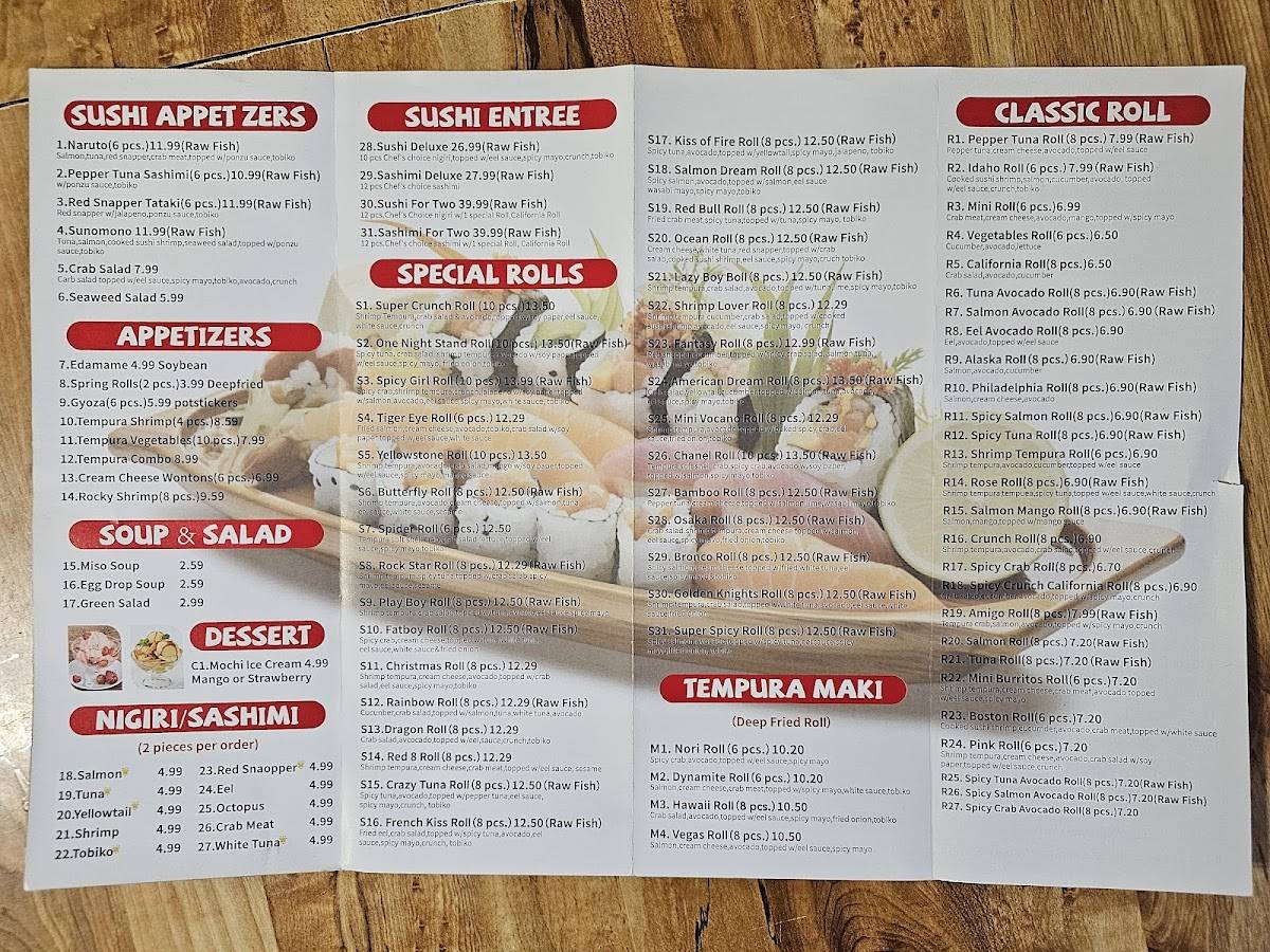 Carta de Red 8: Asian Cuisine and Sushi Bar, Rexburg