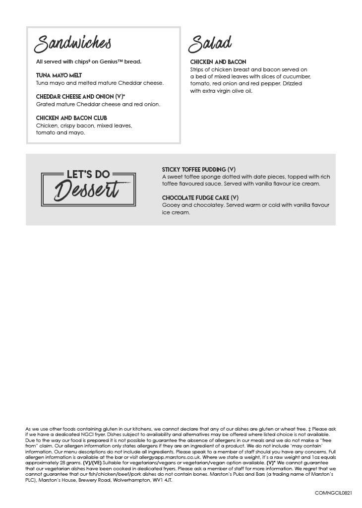 Menu at Red Hawk pub & bar, Brough