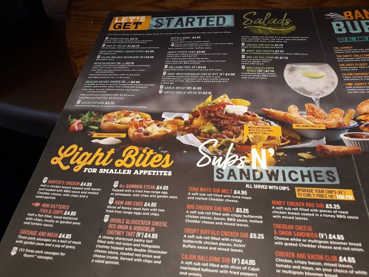 Menu at Red Hawk pub & bar, Brough