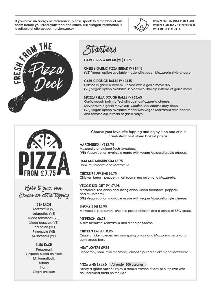 Menu at Red Hawk pub & bar, Brough