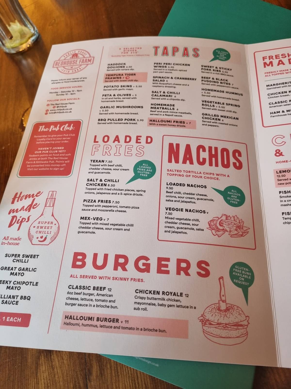 Menu at Red House Farm Public House, Whitley Bay