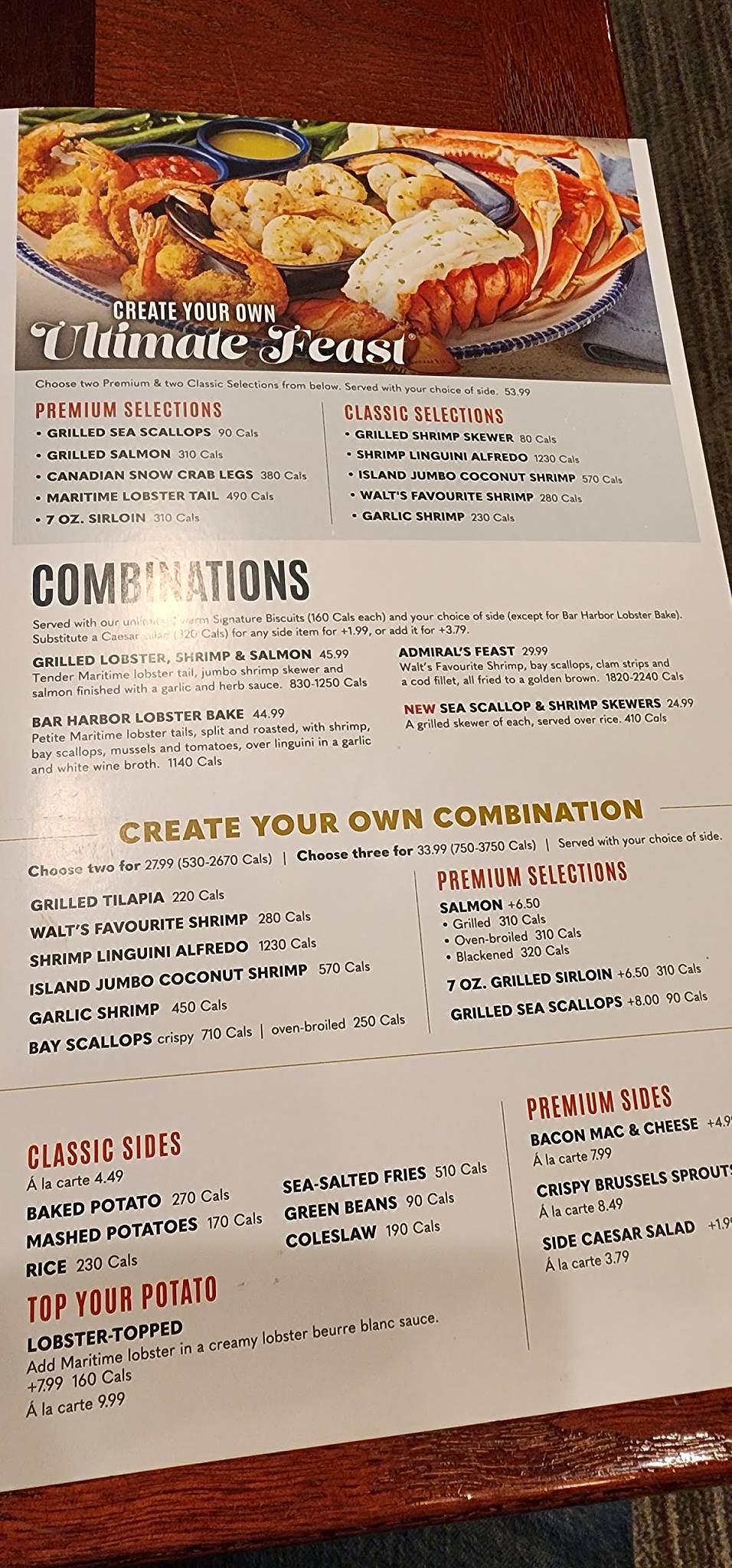 Red lobster canada menu store