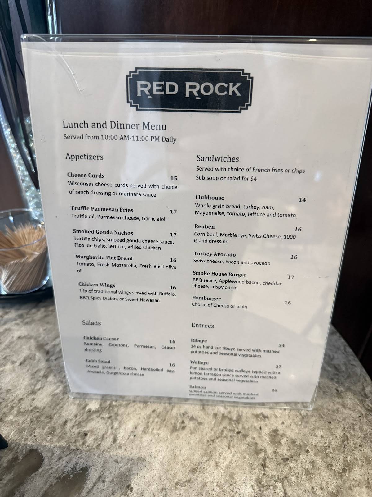 Menu at Red Rock Bar and Grill, Woodbury, 676 Bielenberg Dr