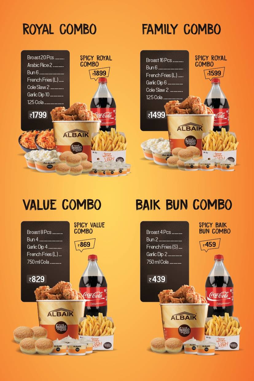 Menu at AL BAIK, Payyanur