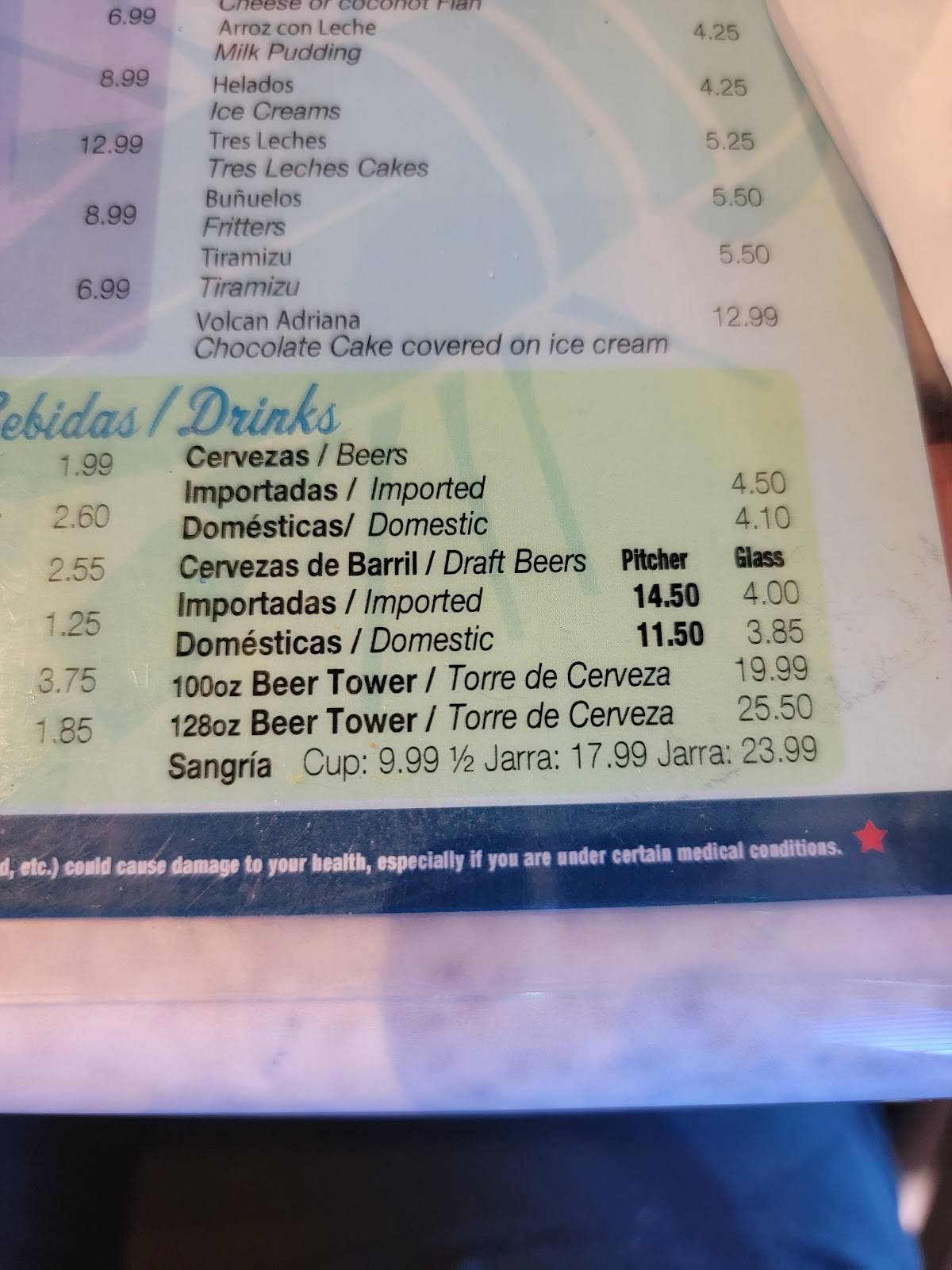 Menu at Adrian Fish Market & Restaurant, Hialeah Gardens