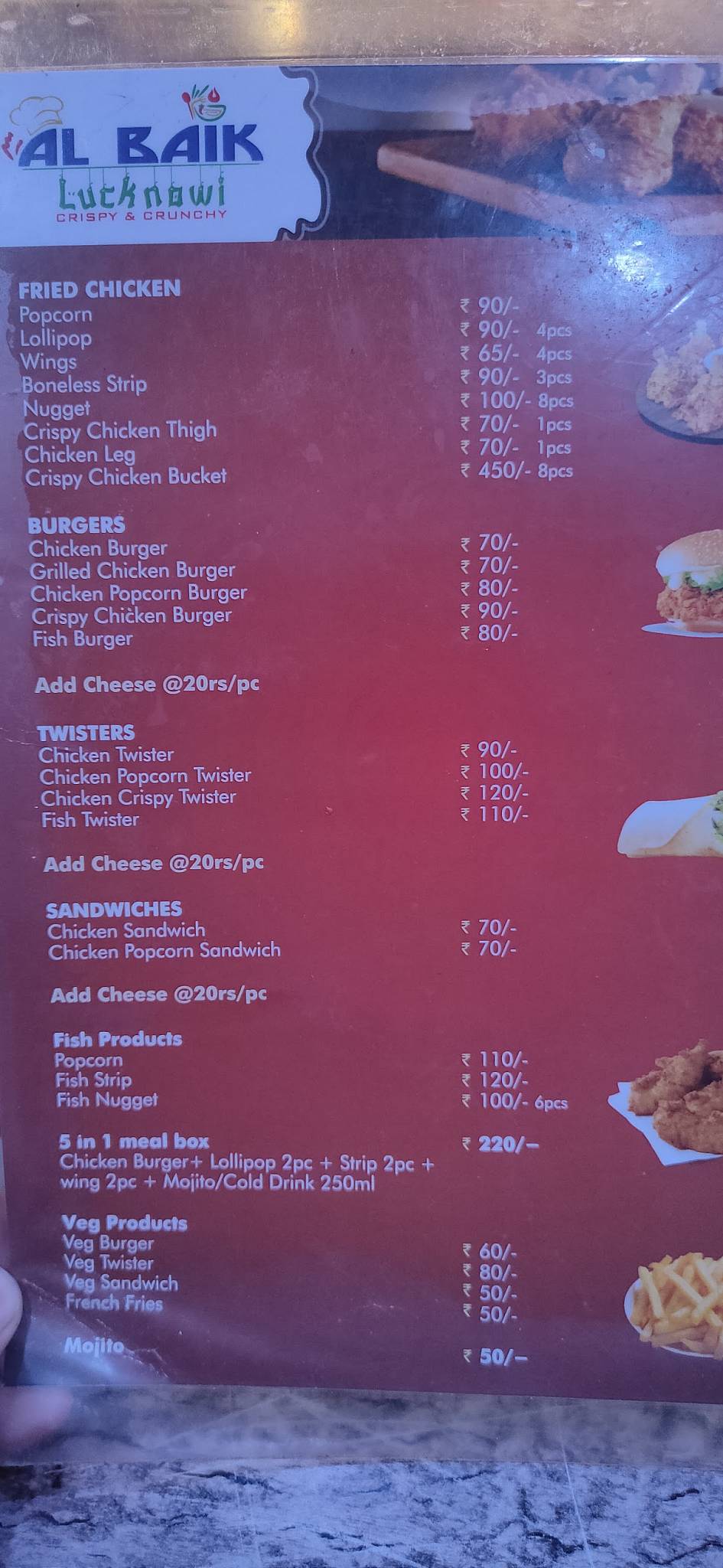 Menu at Al Baik Lucknowi, Lucknow, Fatmi Madjid