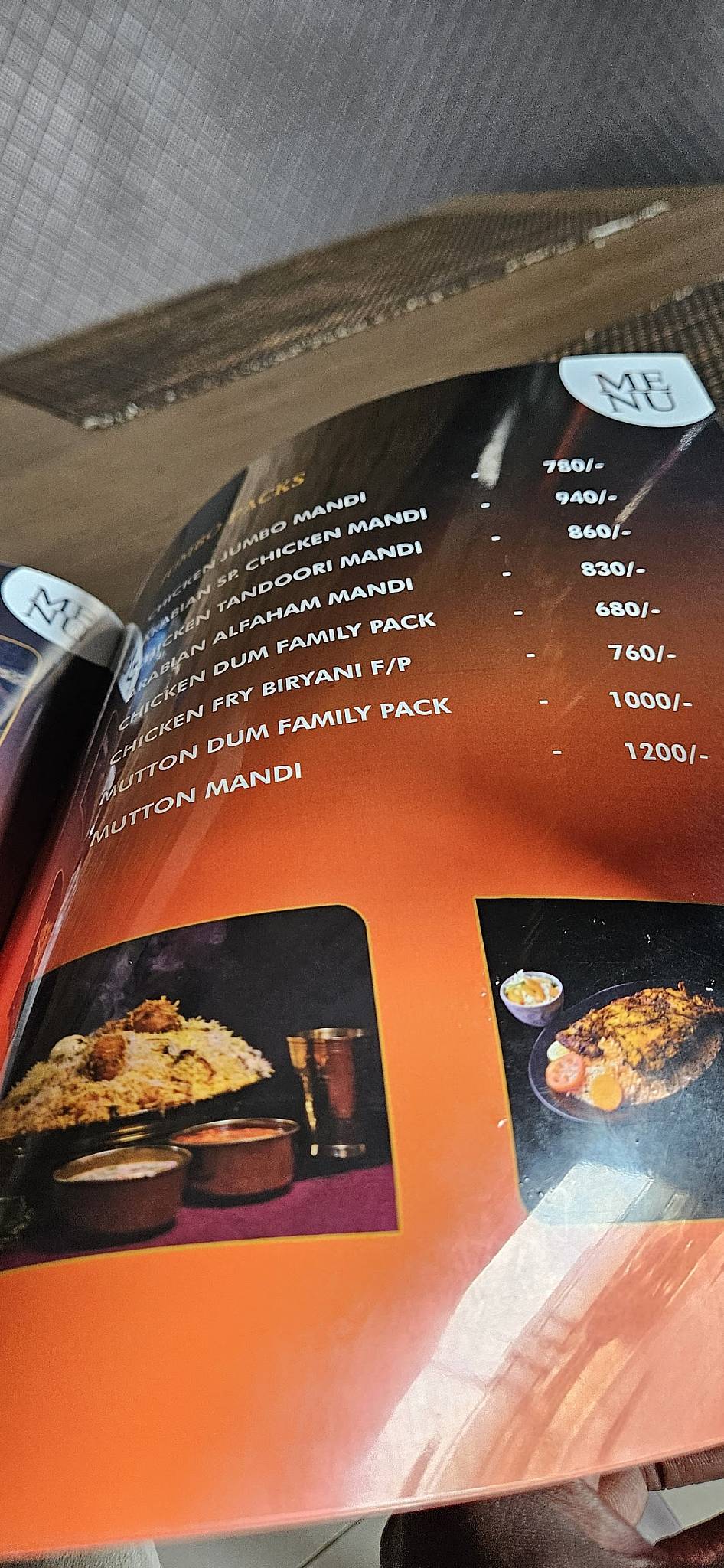 Menu at Alfa restaurant, Mylavaram