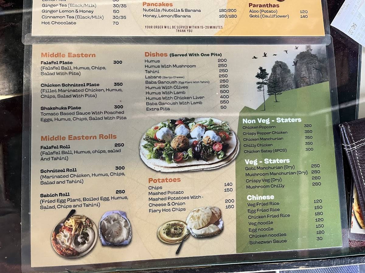 Menu at Altaf's Cafe, Kodaikanal