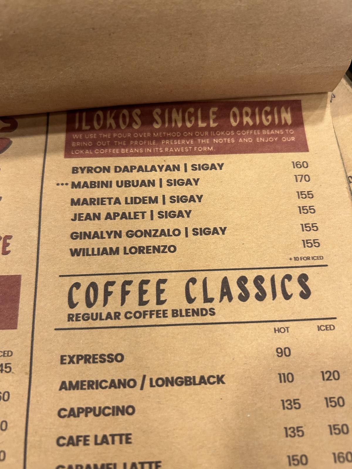 Carta de Amian Cafe - Vigan, Vigan