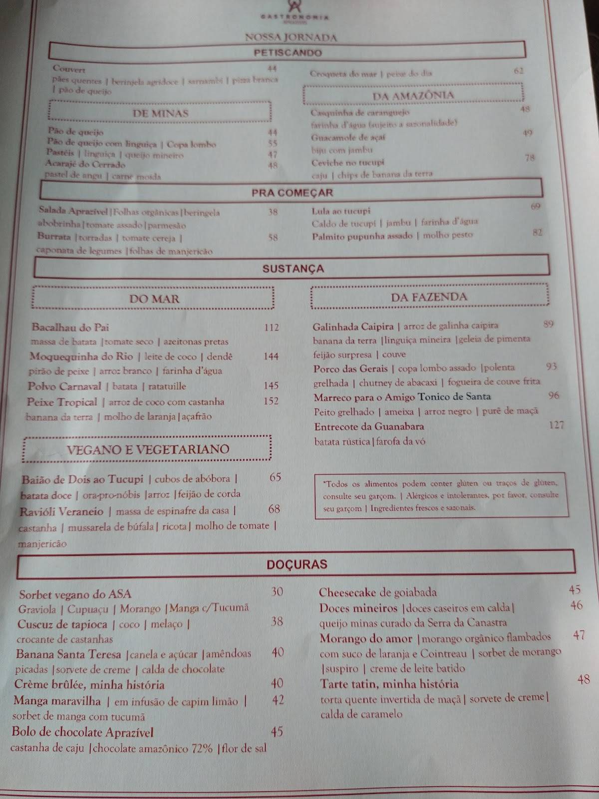 Menu em Aprazível restaurante, Rio de Janeiro