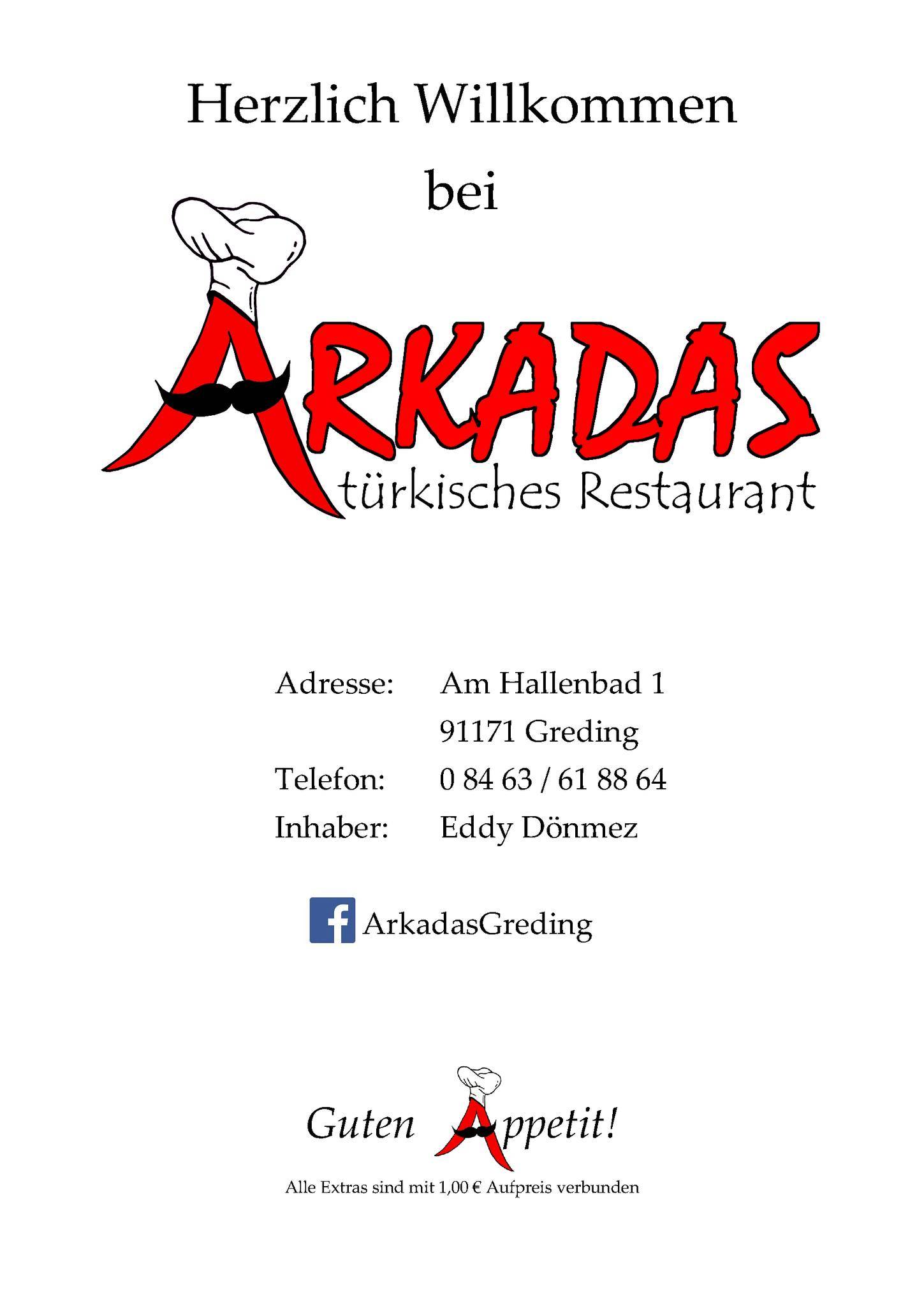 Speisekarte von Arkadas Restaurant Greding, Greding