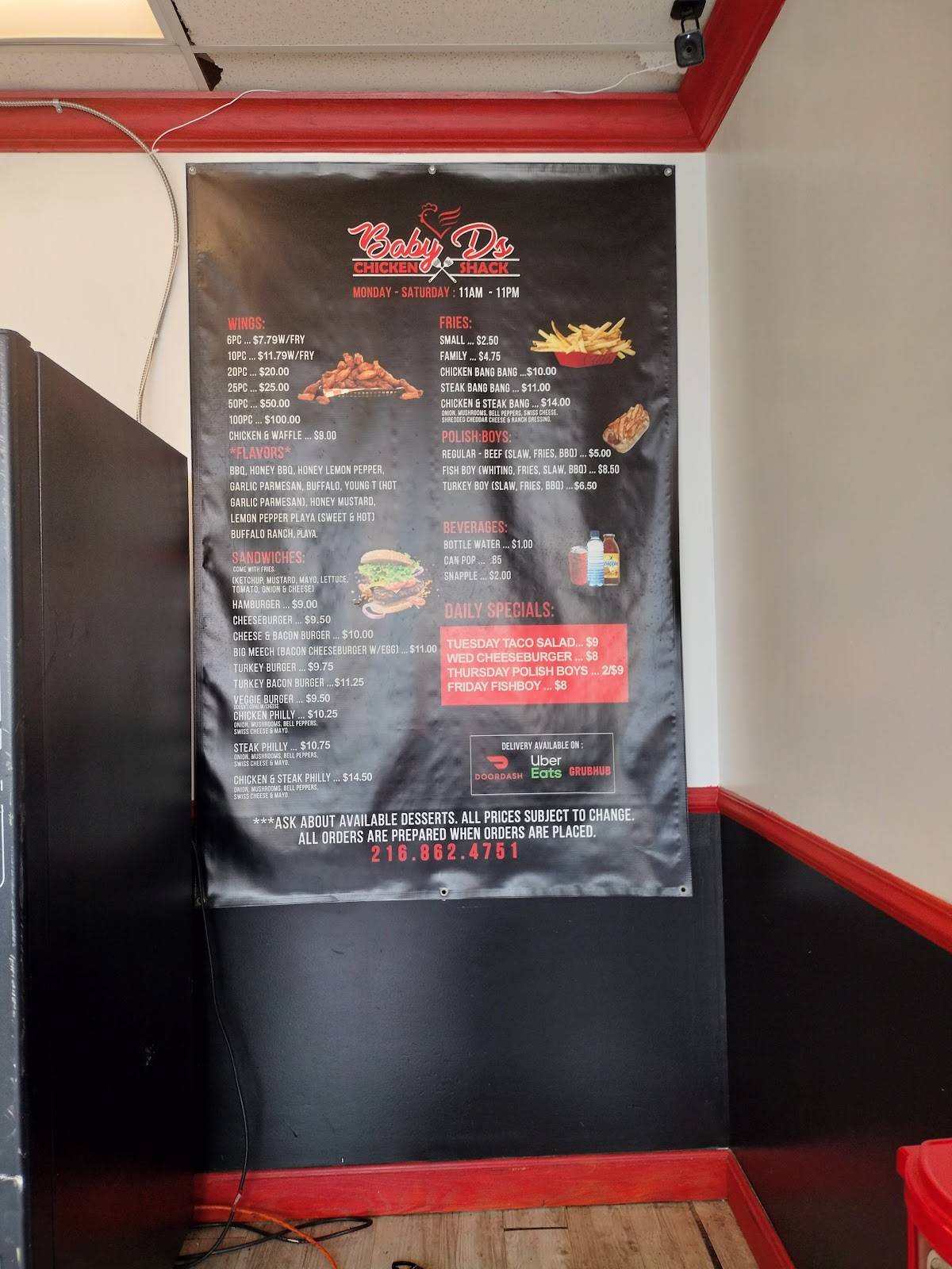Menu at Baby D’s Chicken Shack restaurant, Euclid