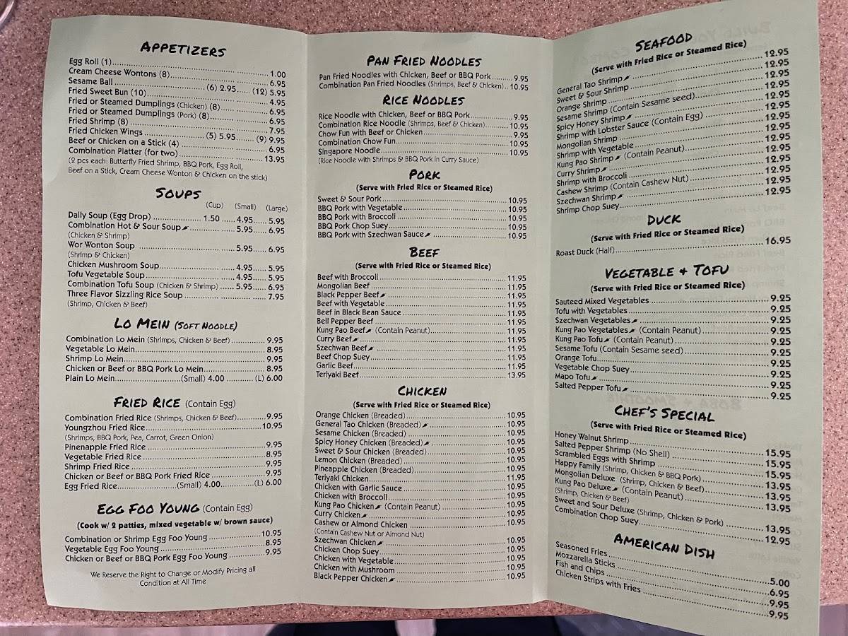 Menu at Bamboo Garden Chinese Restaurant, Twentynine Palms