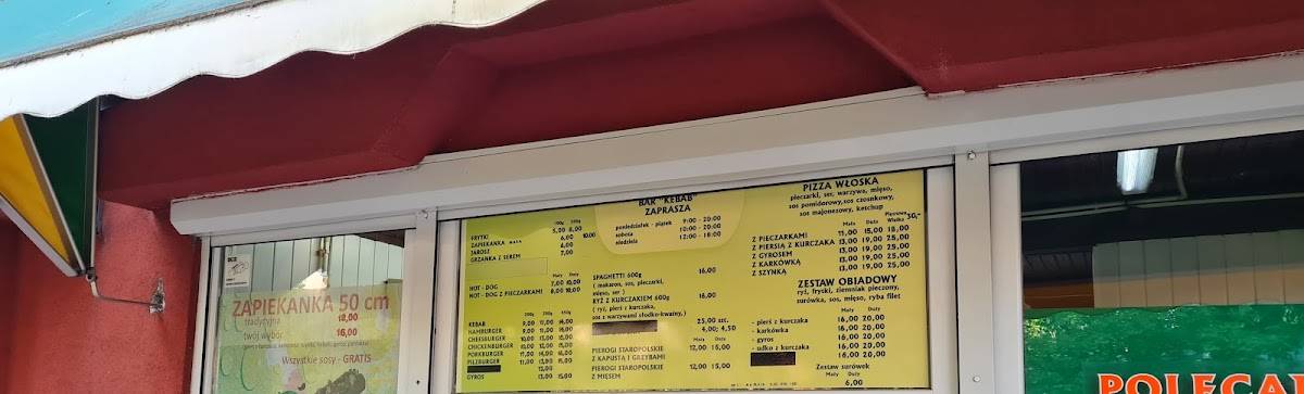 Menu at Bar Kebab, Kwidzyn