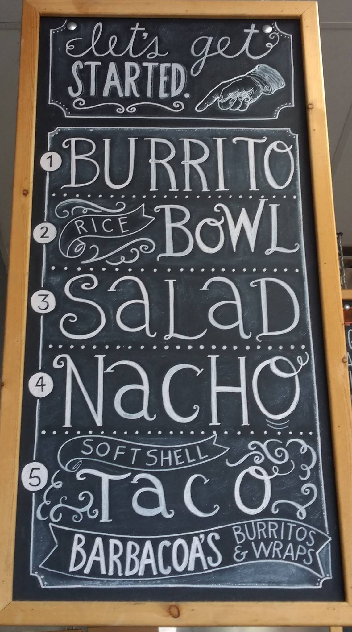 Menu at Barbacoa's, Spearfish