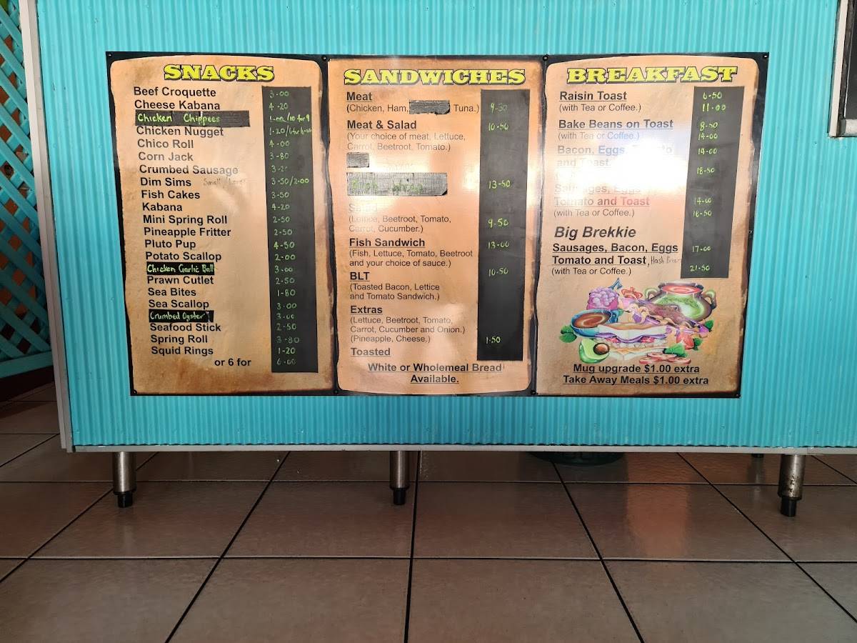 Menu at Bedrock Cafe, Innisfail