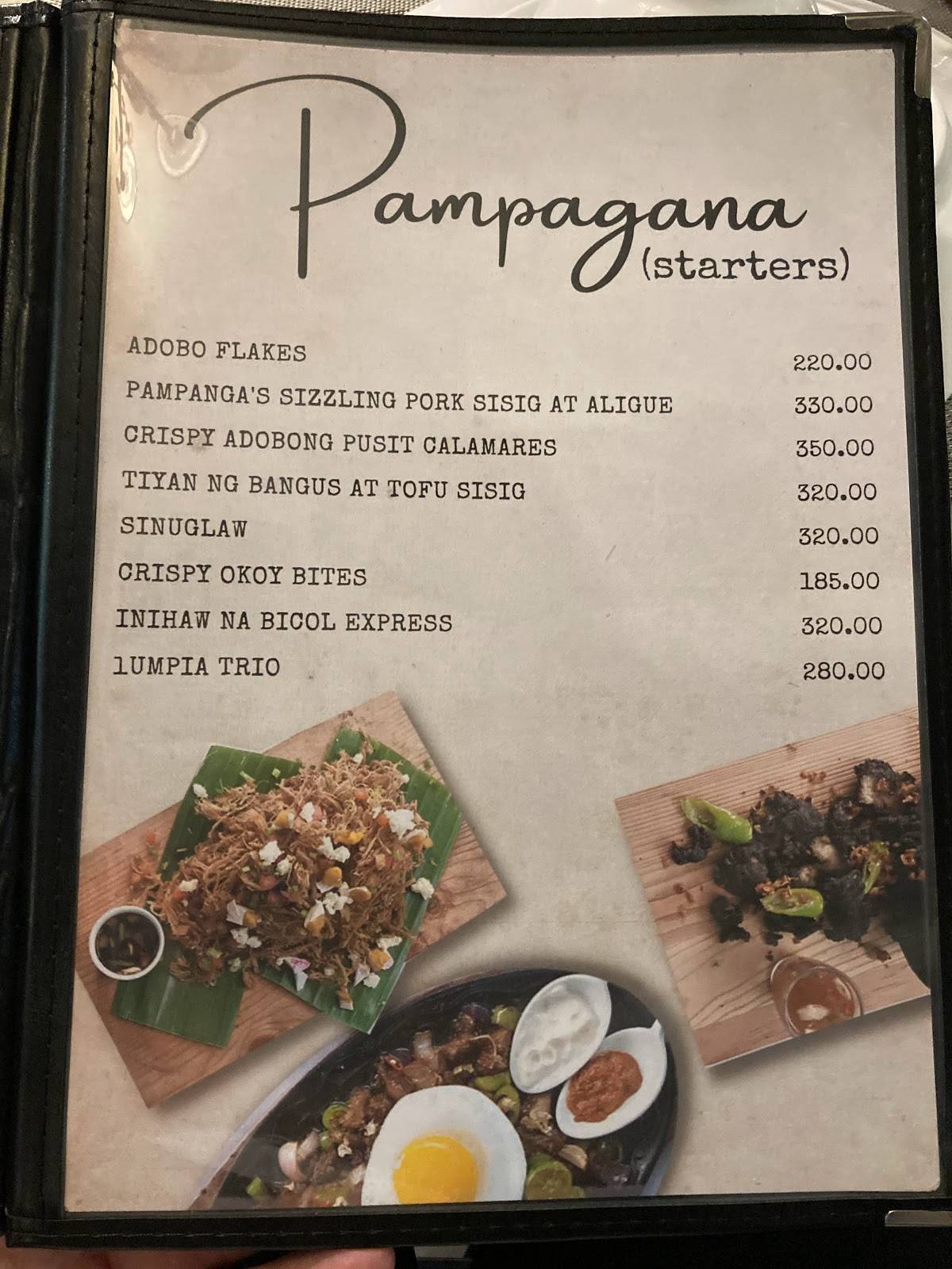 Menu at Bistro Pamana restaurant, Makati, Greenbelt Mansions