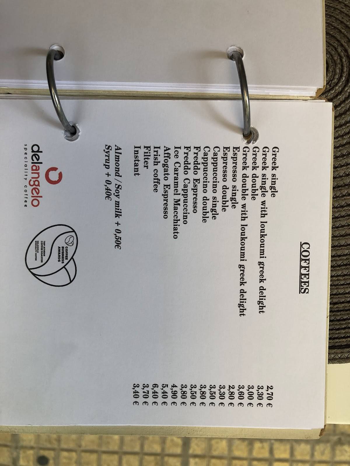 Menu at Bite Box, Athens