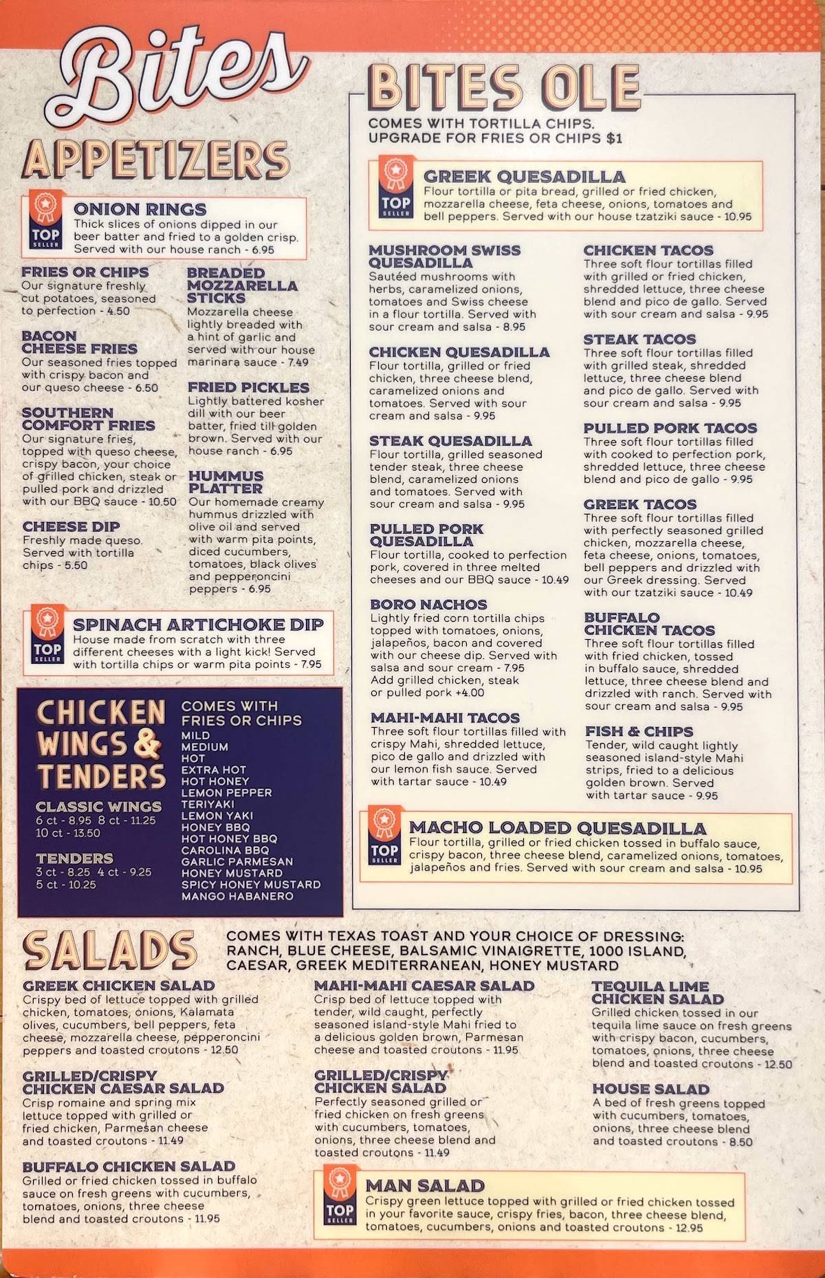 Menu at Bites in the Boro restaurant, Statesboro, Statesboro Pl Cir