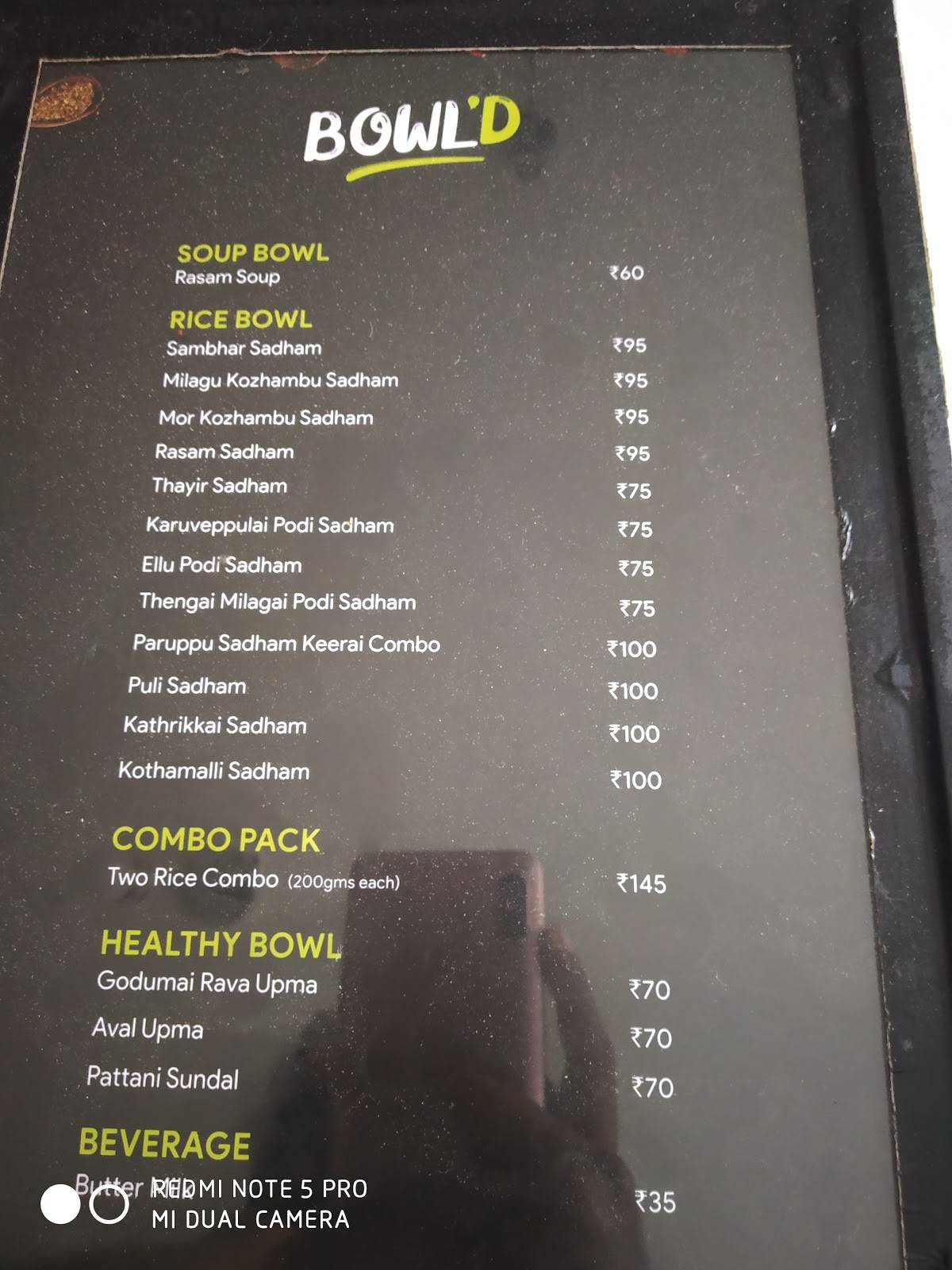 Menu at Bowl'd T.Nagar, Chennai