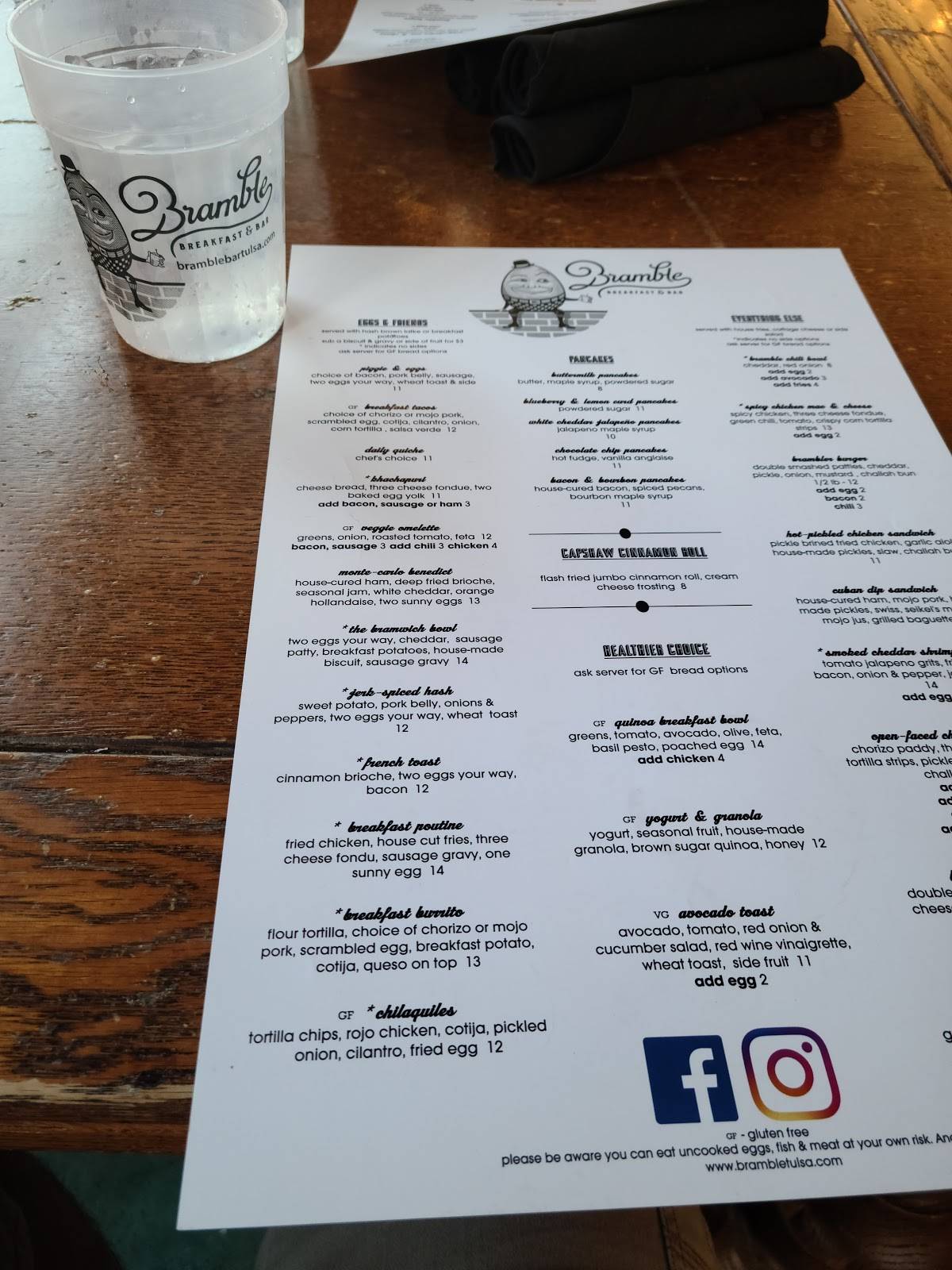 Menu at Bramble Breakfast & Bar - Downtown, Tulsa, E 6th St
